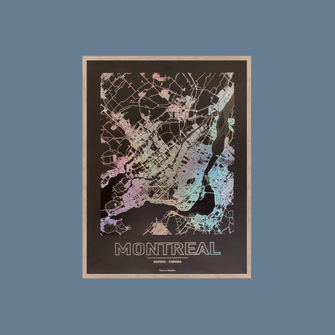 Poster of Montreal Map of Montreal in Holographic Gilding - Etsy