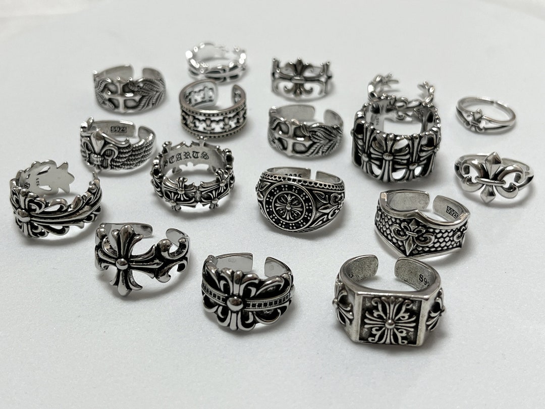 Chrome Hearts Cross Flower Ring 925 Silver Retro Style - Etsy