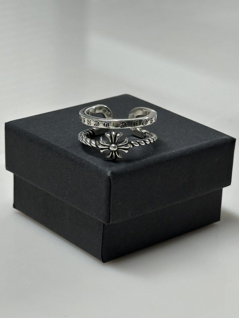 Chrome Heart Ring 925 Silver Chrome Heart Retro Style - Etsy