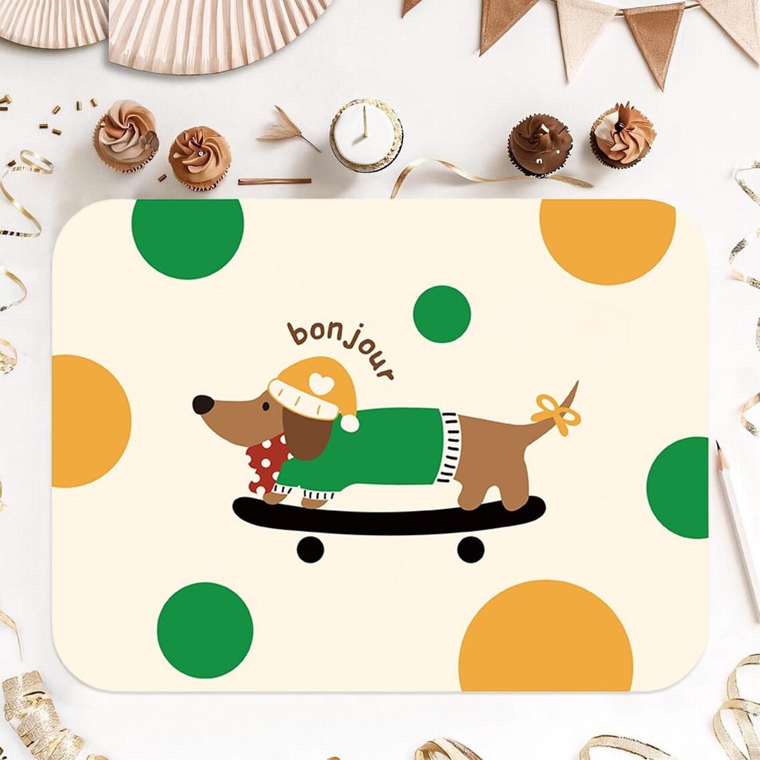 Cartoon Dachshund Placemat, Cute Placemats Set of 4 6 8, Dining Table ...