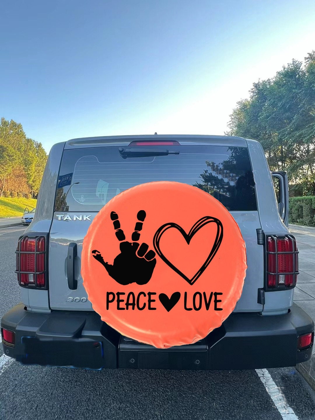 Peace & Love Leather Spare Tire Cover, Personalized Waterproof Tire ...