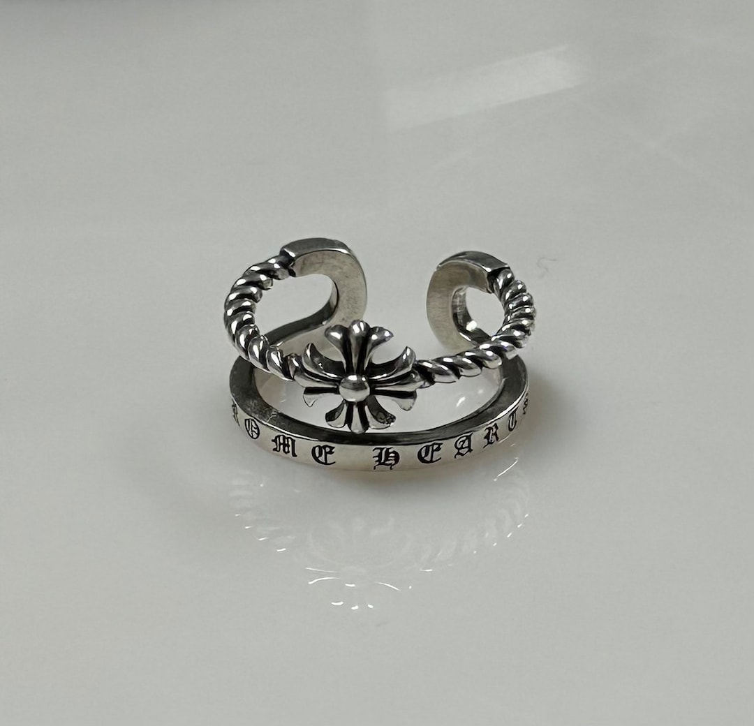 Chrome Heart Ring 925 Silver Chrome Heart Retro Style - Etsy