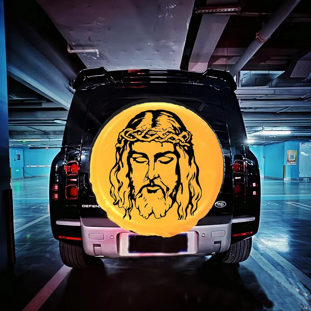 6 Colors Jesus Spare Tire Cover, Custom Christ Portrait Tire Cover ...