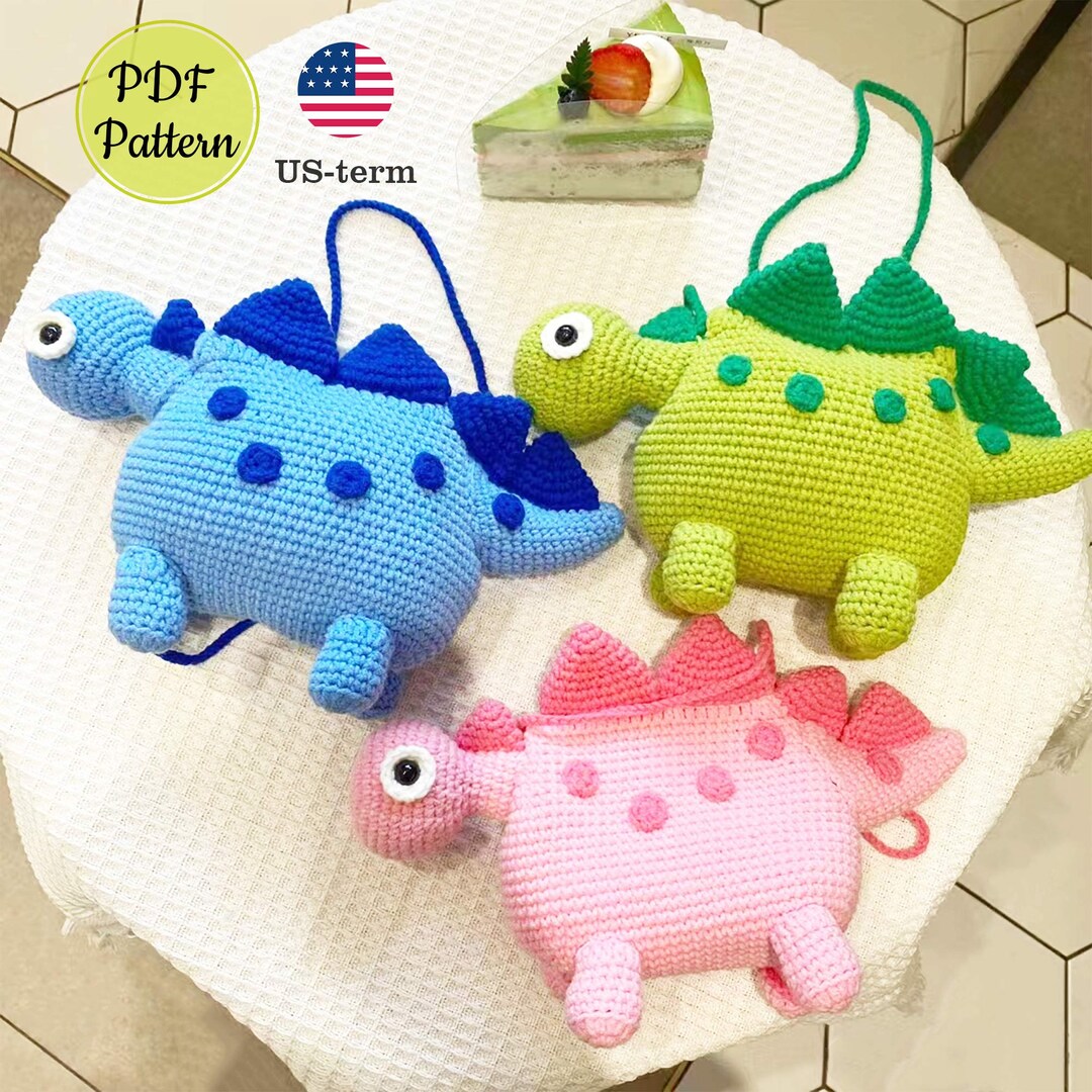Crochet Bag Pattern Crochet Dinosaur Bag Pattern Amigurumi Pattern Step ...