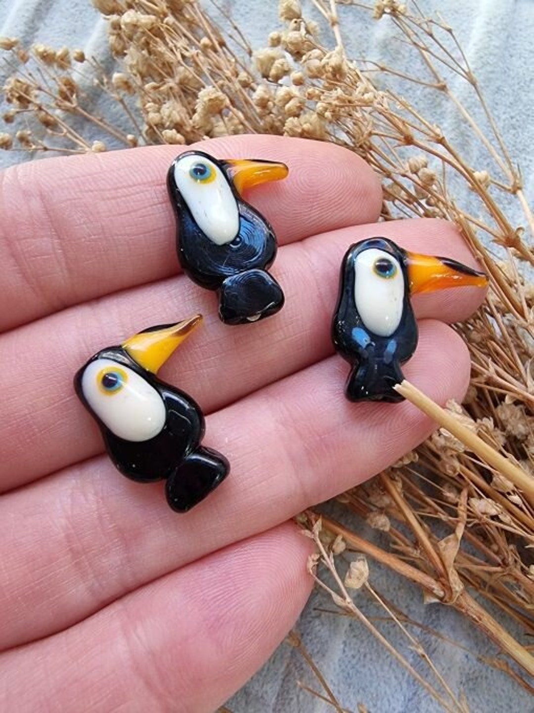 Toucan Ladybird Top Hole Murano Glass Beads, Handmade Murano Beads ...