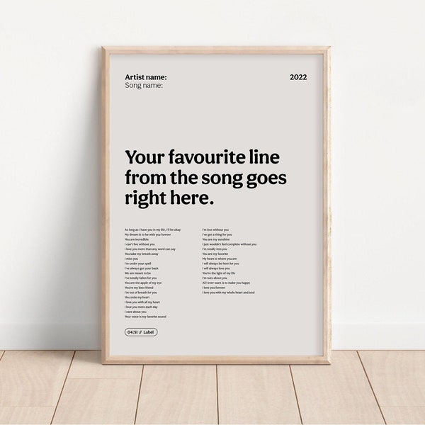 Song Lyrics Wall Art - Etsy