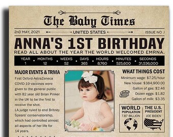 First Birthday Newspaper - Etsy