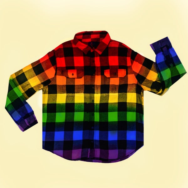 Rainbow Flannel Shirt - Etsy