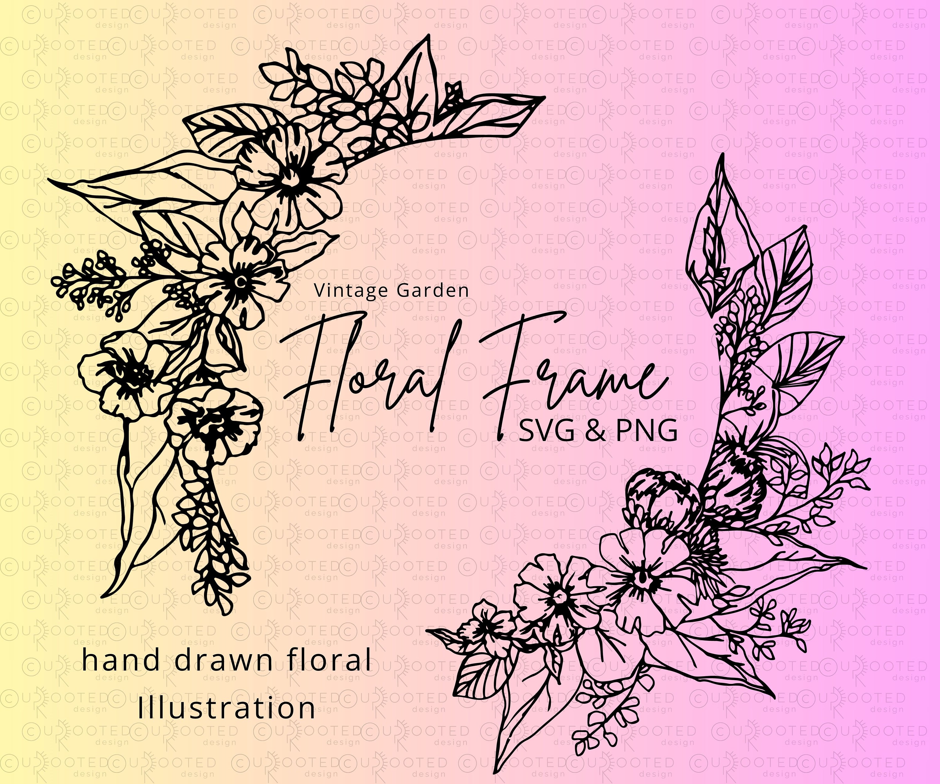 Floral Line Art: Hand-drawn Vector Flowers & Leaves SVG, Botanical ...