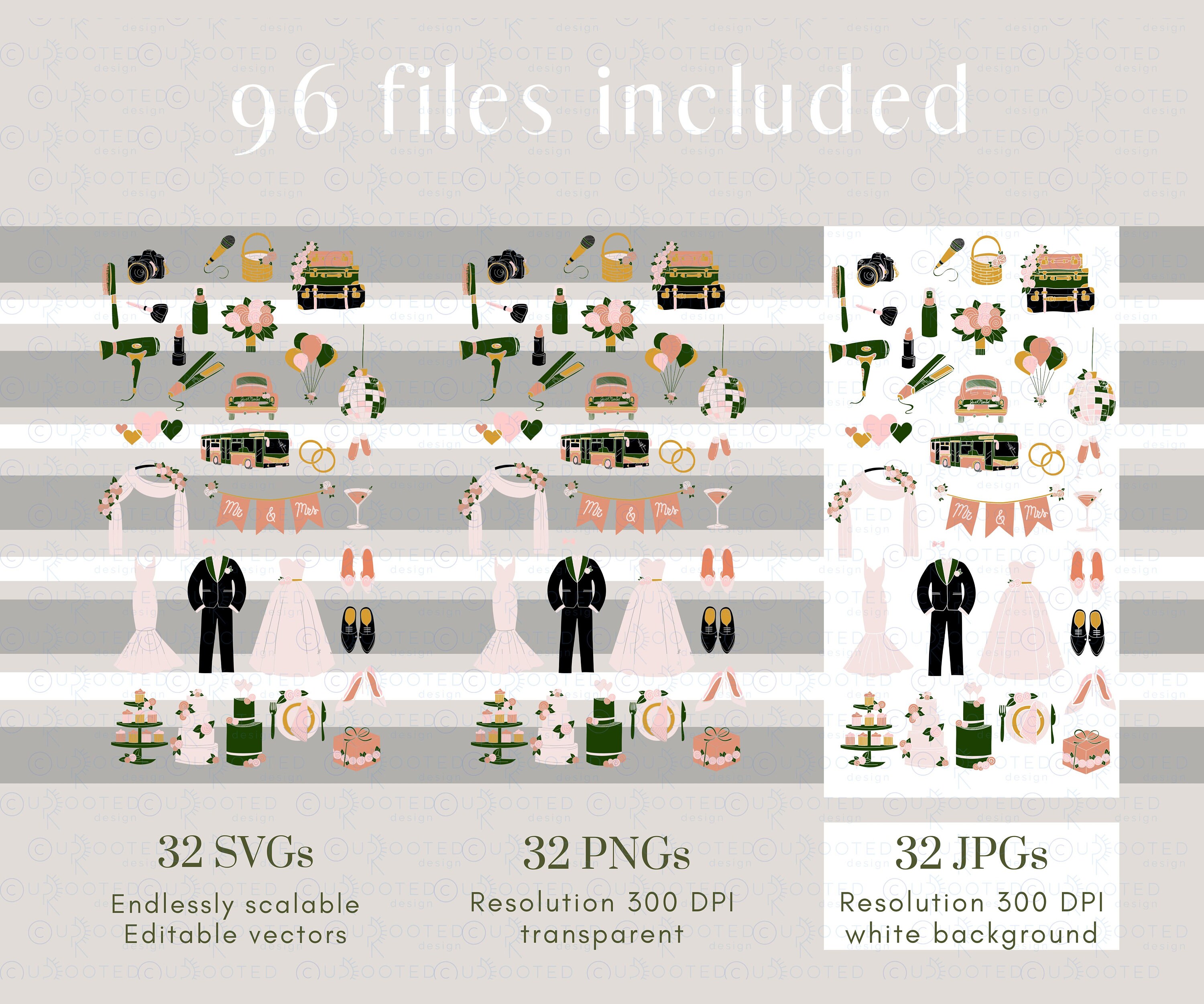 SVG Wedding Bundle | Icon Collection for the DIY Bride | Hand Drawn ...