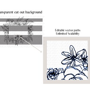 Line Art Botanical Line Art Floral Border Frame SVG PNG | Vintage ...