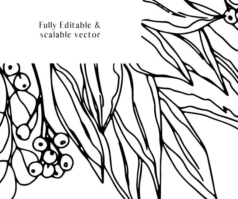 Line Art Botanical Line Art Floral Border Frame SVG PNG | Vintage ...