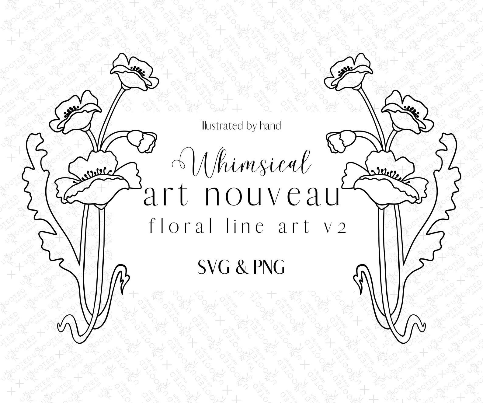 Modern Floral Line Art SVG, Art Nouveau Inspired Floral Illustration ...