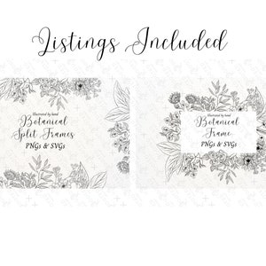 Botanical SVG + PNG BUNDLE | Line Art Botanical Frame & Split Frame ...
