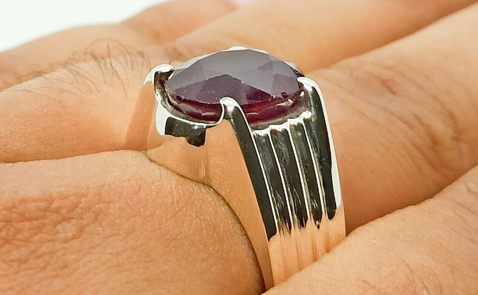 Mens Ruby Ring 5.25 Carat Big Emerald Cut Ruby Wedding Ring - Etsy