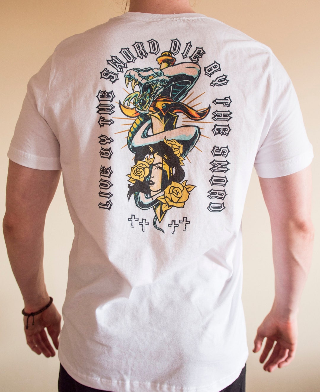 Snake Wrapped Around Sword T-shirt, Tattoo Style Design, Rocker Metal ...