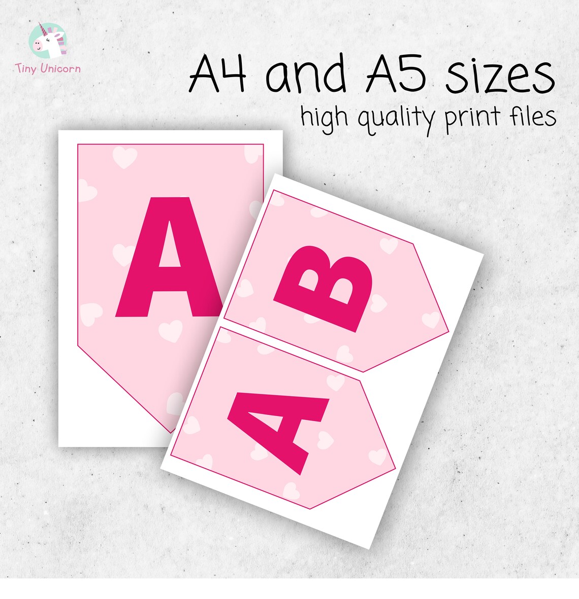Girly Pink Alphabet Flag Printable Kids Room ABC Kids Prints Classroom ...