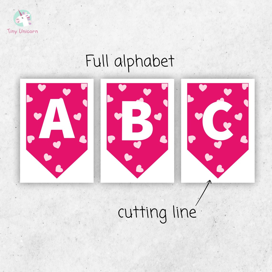 Deep Girly Pink Alphabet Flag Printable Kids Room ABC Kids Prints ...