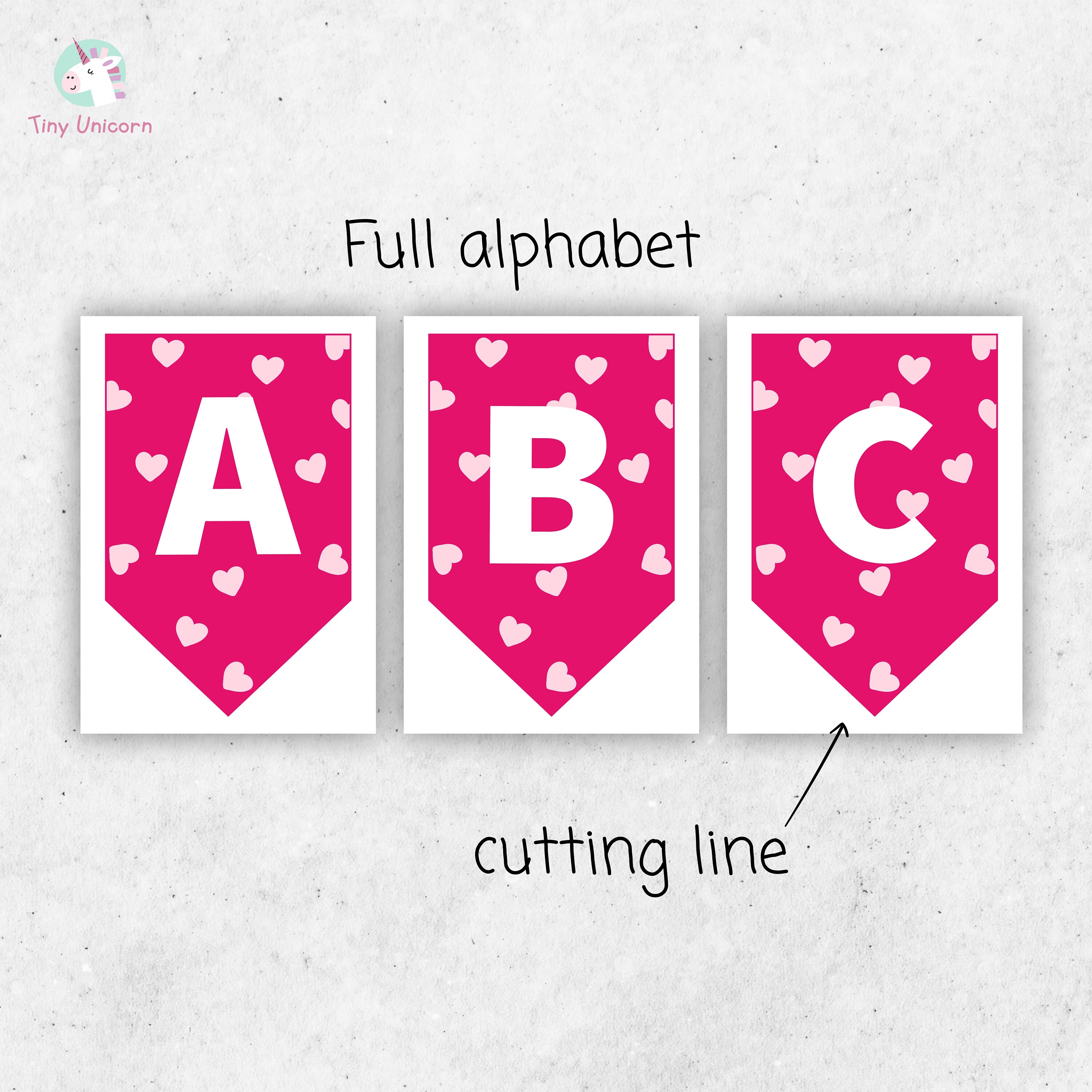Deep Girly Pink Alphabet Flag Printable Kids Room ABC Kids Prints ...
