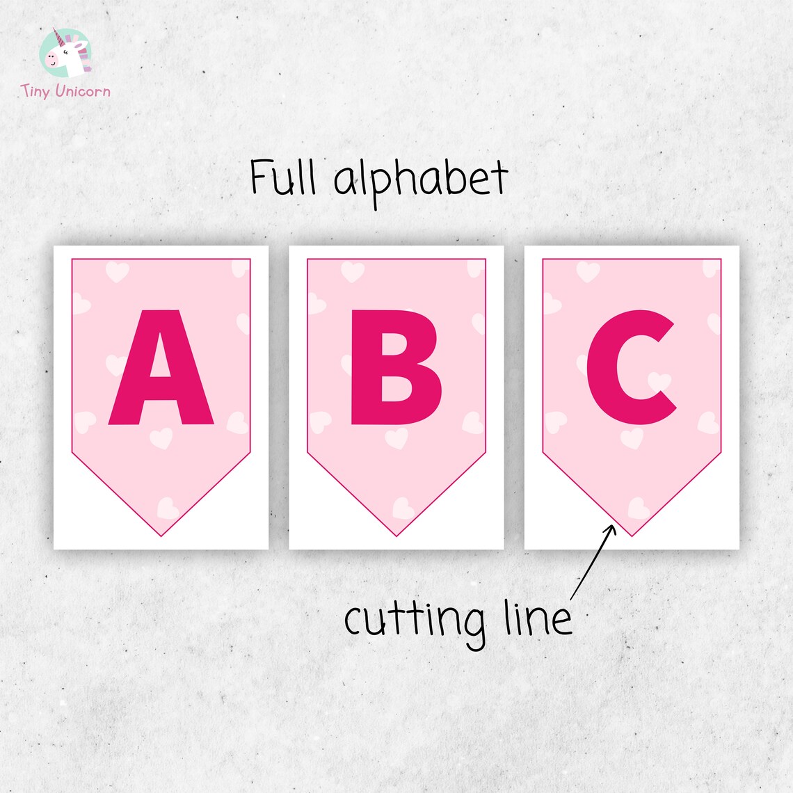 Girly Pink Alphabet Flag Printable Kids Room ABC Kids Prints Classroom ...