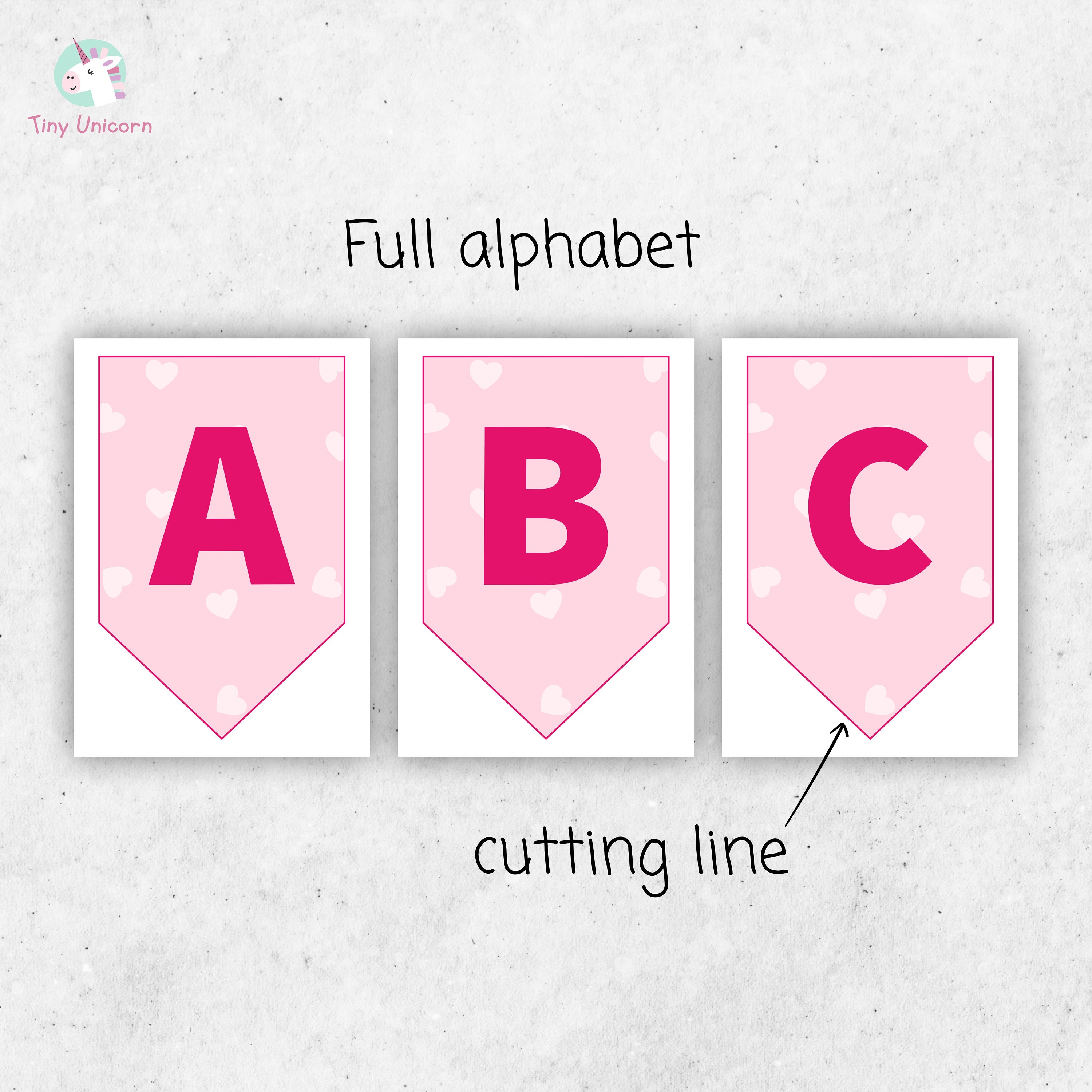 Girly Pink Alphabet Flag Printable Kids Room ABC Kids Prints Classroom ...