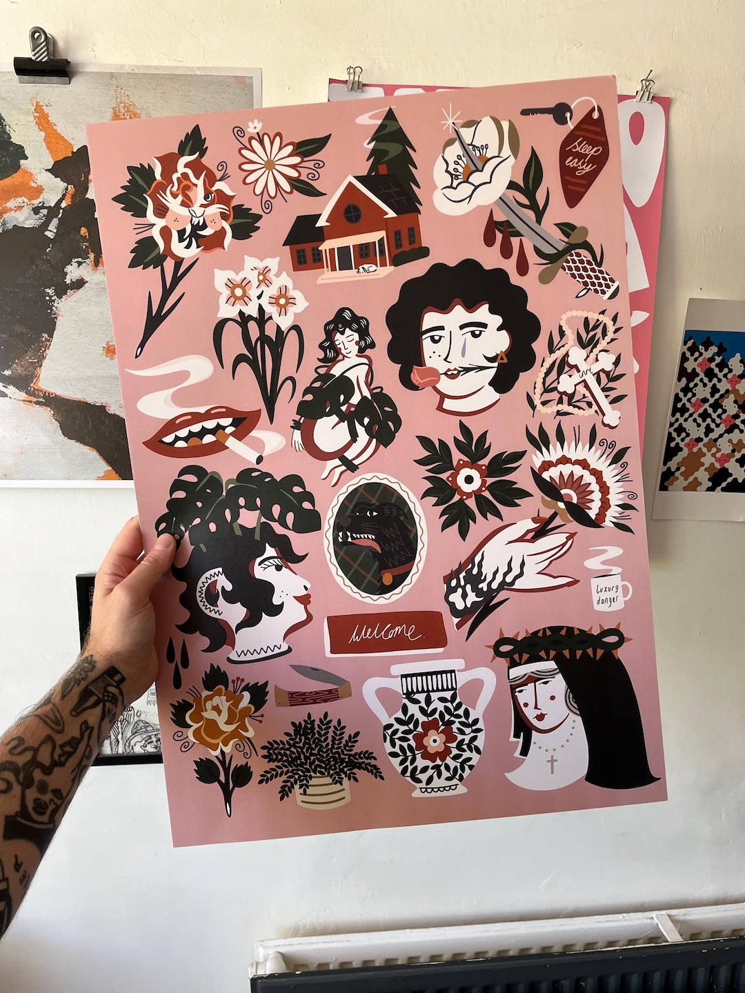 A2 PINK TATTOO FLASH Print - Etsy