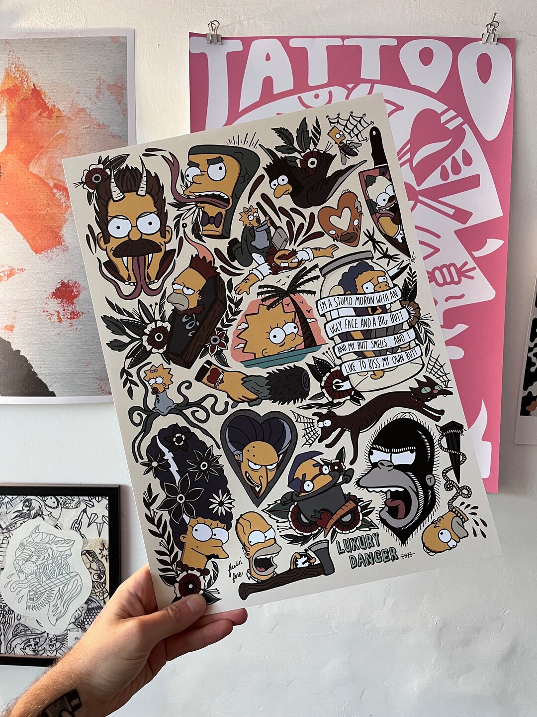 A3 SIMPSONS HALLOWEEN Colour Flash Tattoo Print Vol 1 - Etsy
