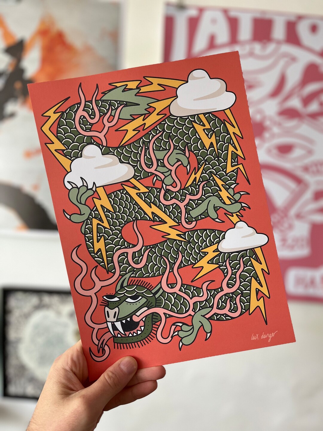 A4 DRAGON TATTOO Print - Etsy