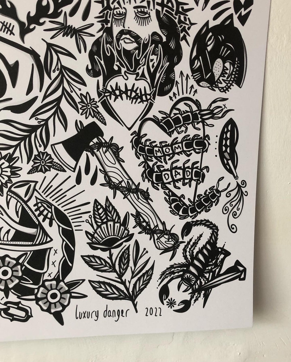 A2 BLACKWORK TATTOO FLASH Print - Etsy Australia