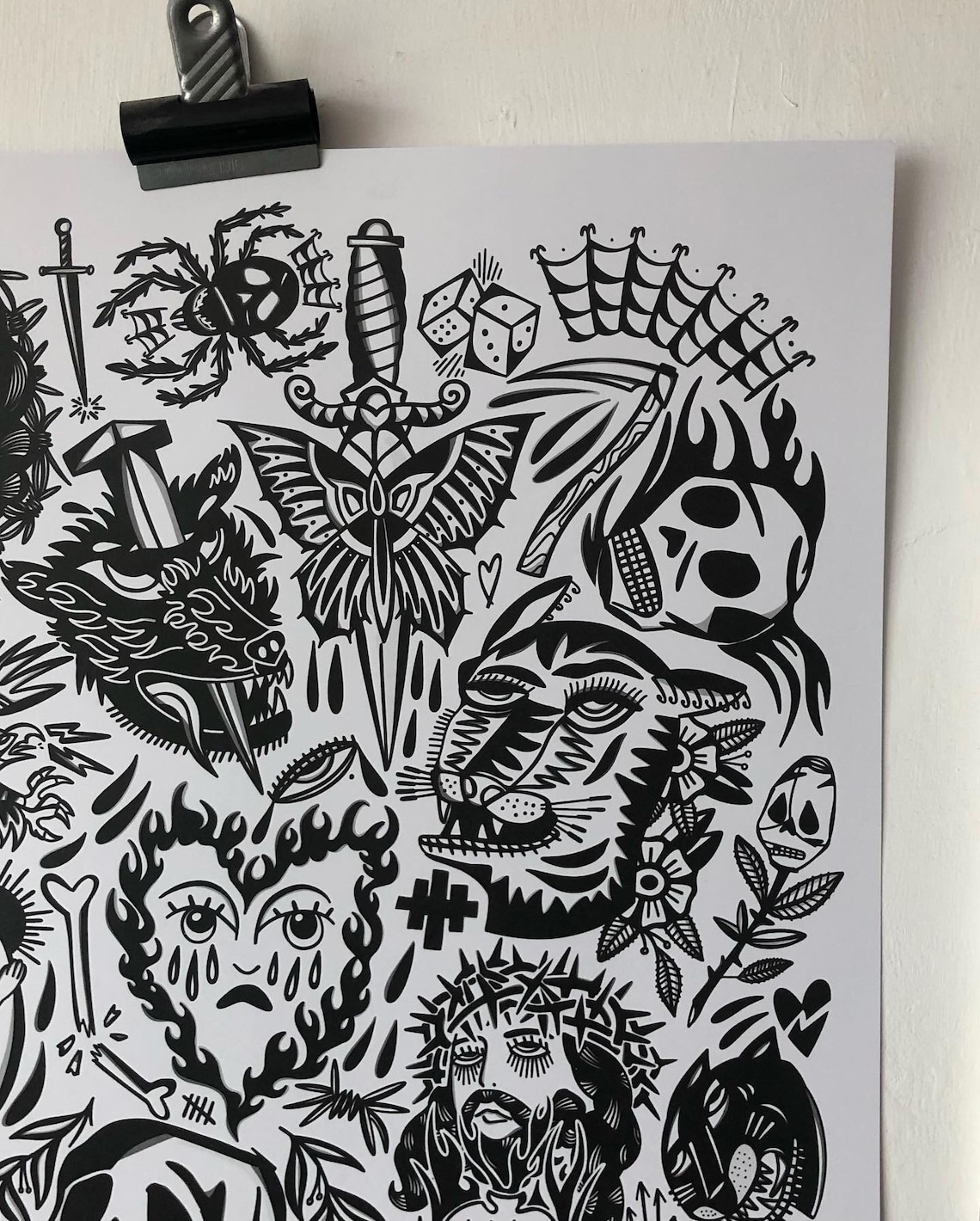 A2 BLACKWORK TATTOO FLASH Print - Etsy Australia