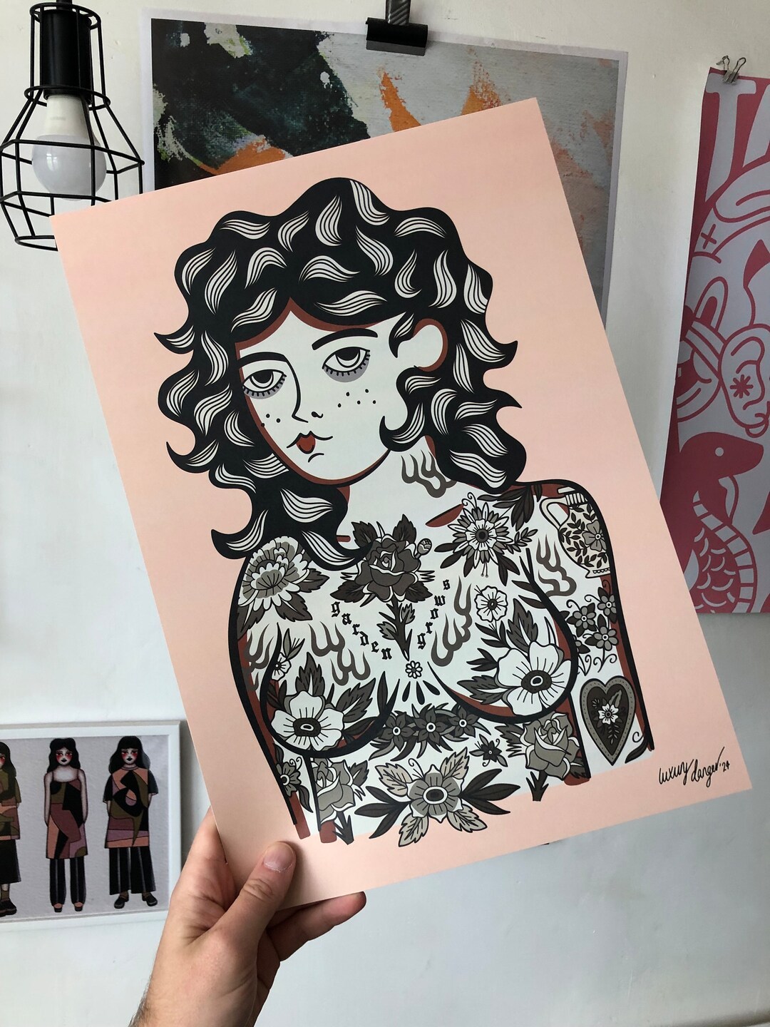 A3 FLOWER LADY TATTOO Print - Etsy