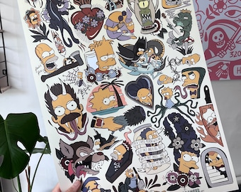 The Simpsons Inspired, Tattoo Flash Sheet, Art Print - Etsy Australia
