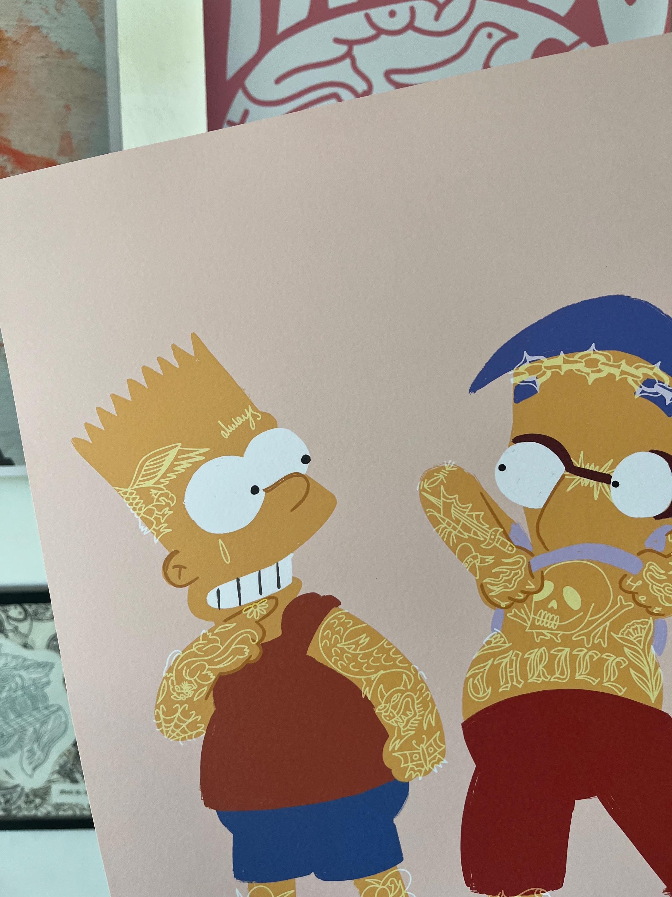 A3 SIMPSONS Flash Tattoo Print - Etsy