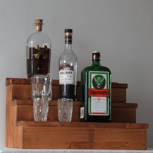 Wood Riser Pedestal Bar Shelf Liquor Bottle Display Whiskey Shelf ...