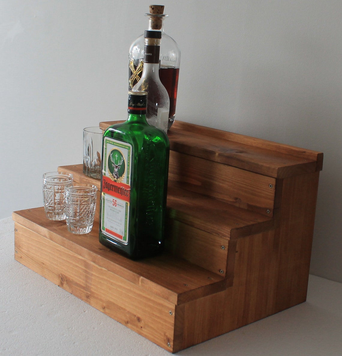 Wood Riser Pedestal Bar Shelf Liquor Bottle Display Whiskey Shelf ...