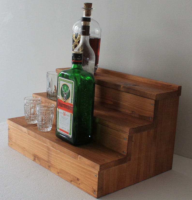 Wood Riser Pedestal Bar Shelf Liquor Bottle Display Whiskey Shelf ...