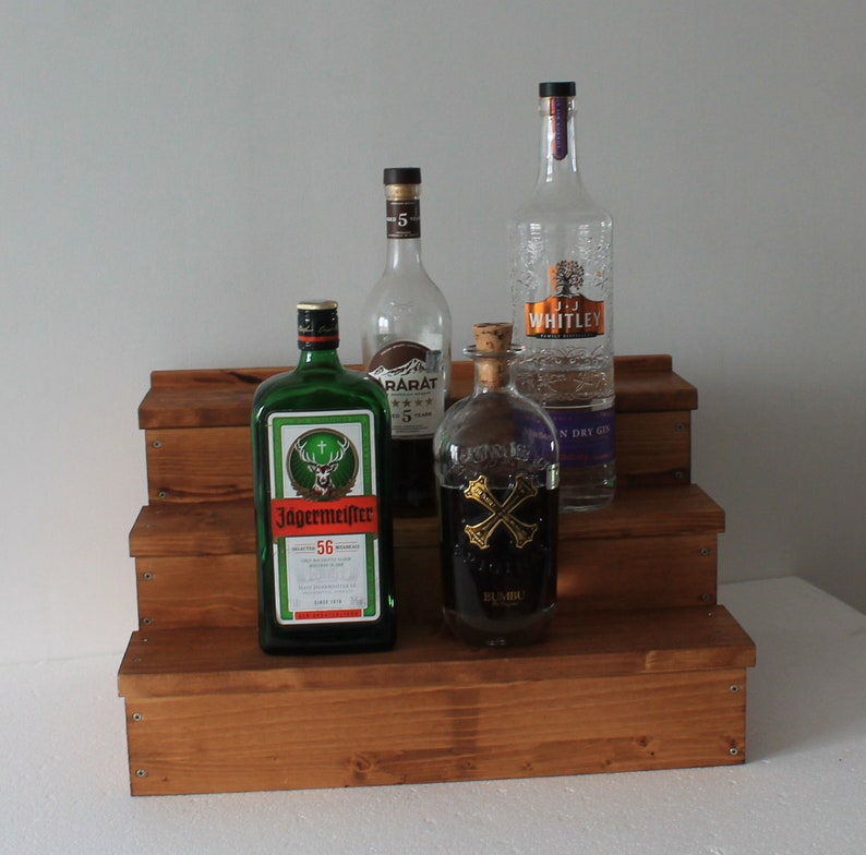 Wood Riser Pedestal Bar Shelf Liquor Bottle Display Whiskey Shelf ...