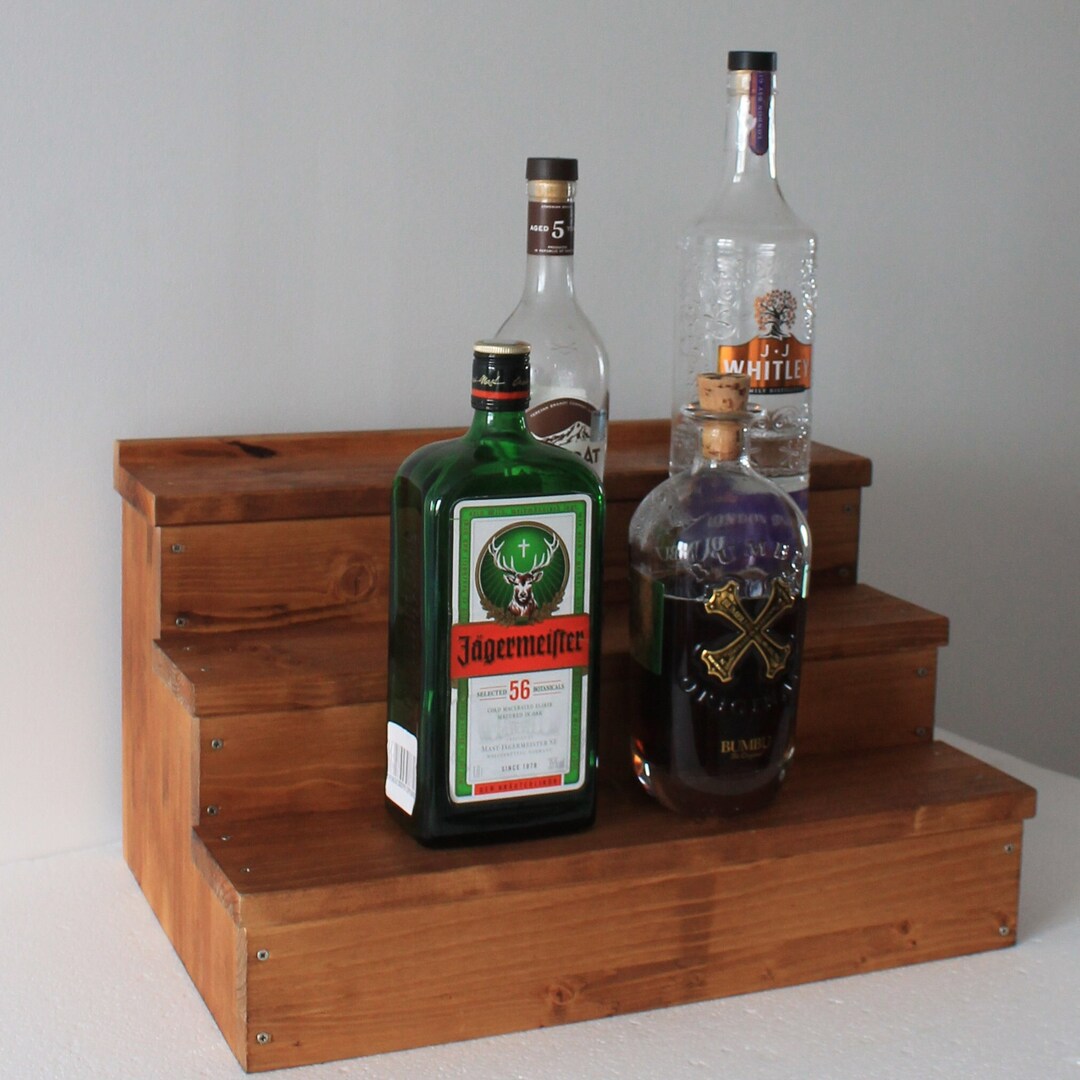 Wood Riser Pedestal Bar Shelf Liquor Bottle Display Whiskey Shelf ...