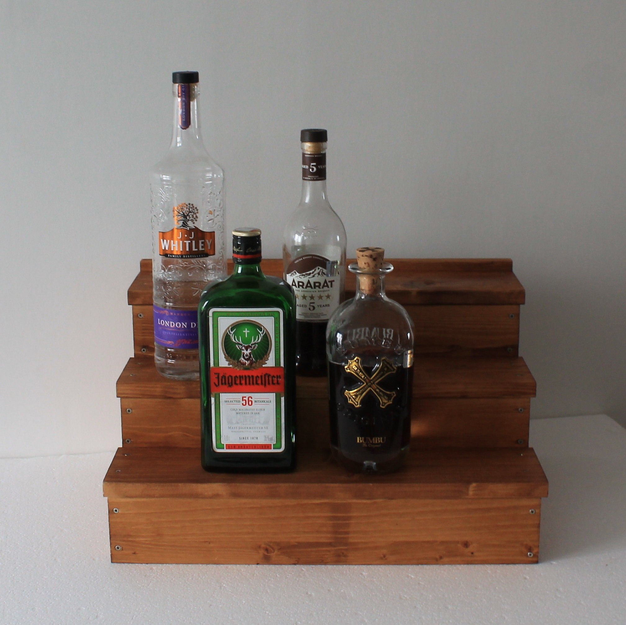 Wood Riser Pedestal Bar Shelf Liquor Bottle Display Whiskey Shelf ...