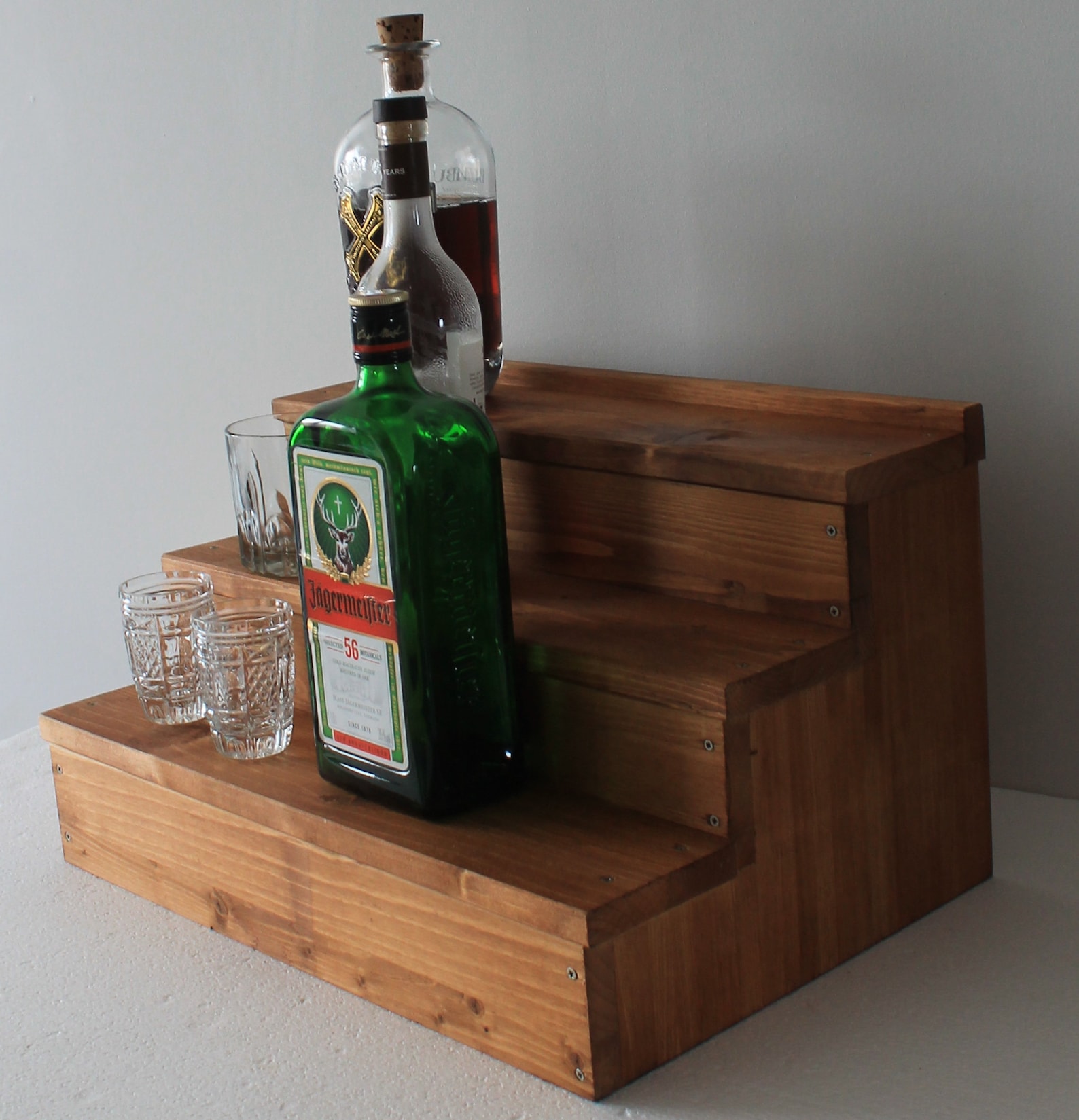 Wood Riser Pedestal Bar Shelf Liquor Bottle Display Whiskey Shelf ...