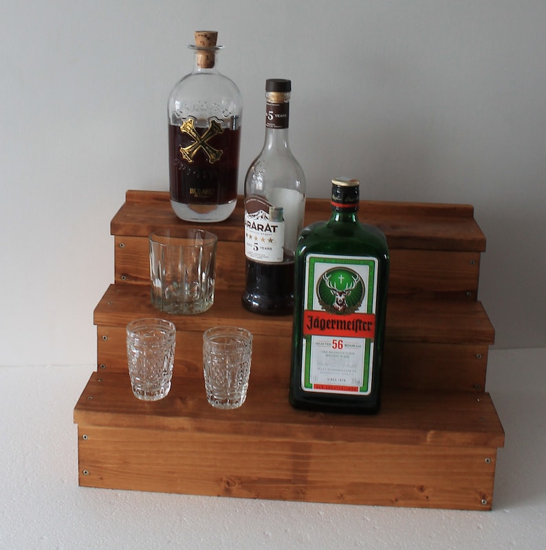 Wood Riser Pedestal Bar Shelf Liquor Bottle Display Whiskey Shelf ...