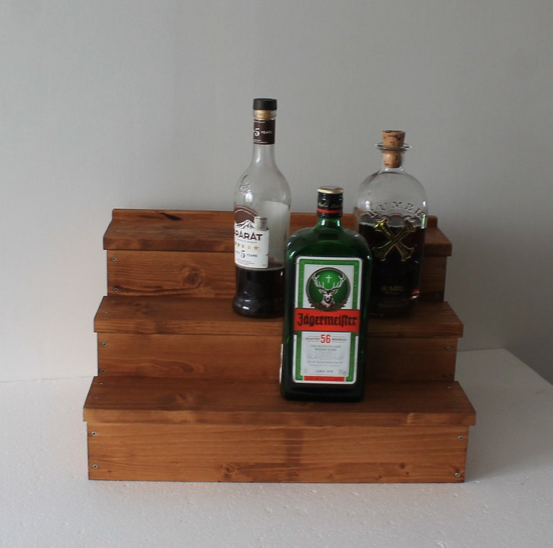 Wood Riser Pedestal Bar Shelf Liquor Bottle Display Whiskey Shelf ...
