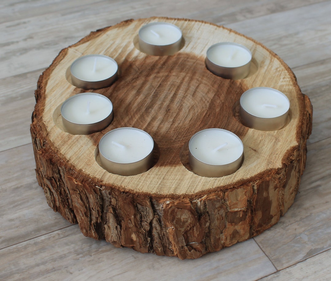 Tea Light Holder Wooden Candle Holder Rustic Home Decor Live Edge Wood ...