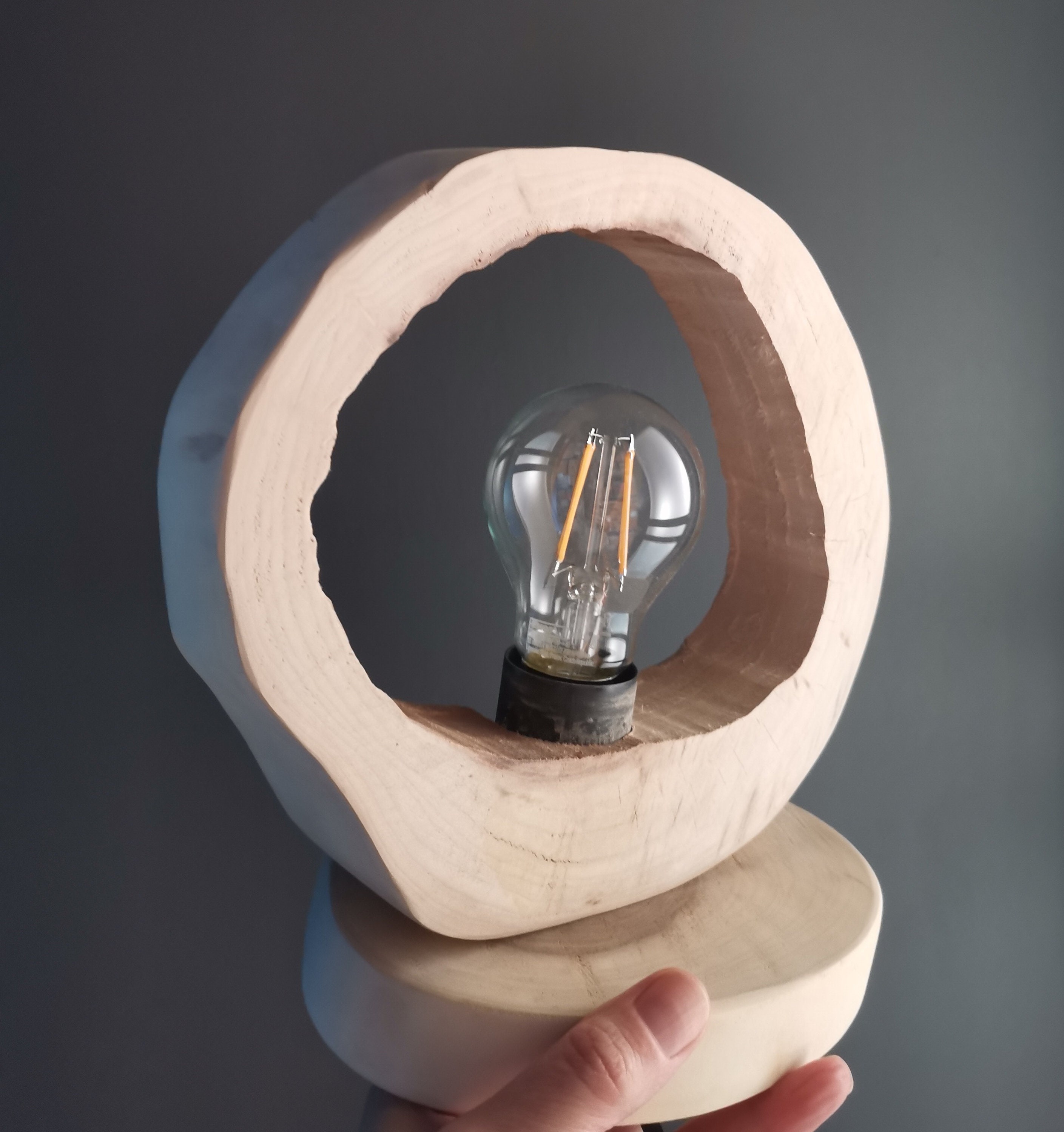 Bedside Lamp Wood Log Lamp Hollow Log Shadow Lamp Table Lamp Rustic ...