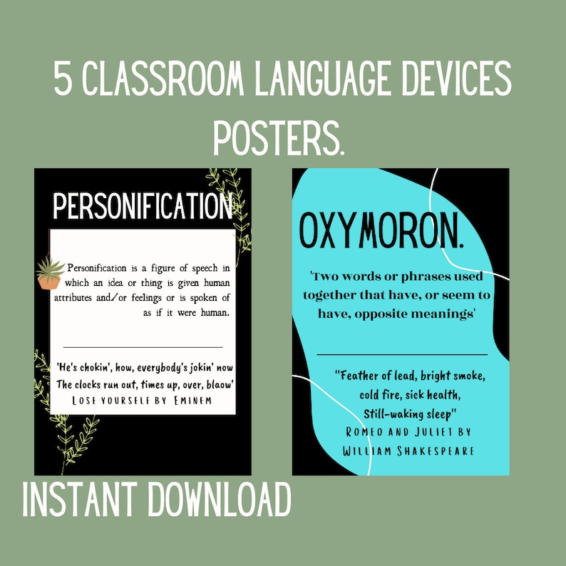 Language Devices // Printable Poster // English Literature // Classroom ...