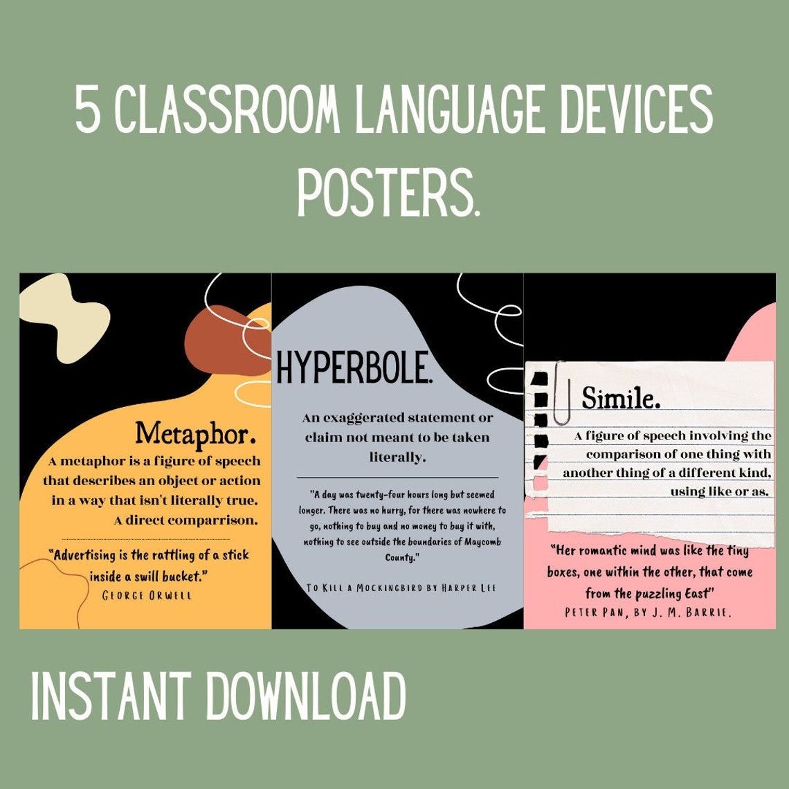 Language Devices // Printable Poster // English Literature // Classroom ...