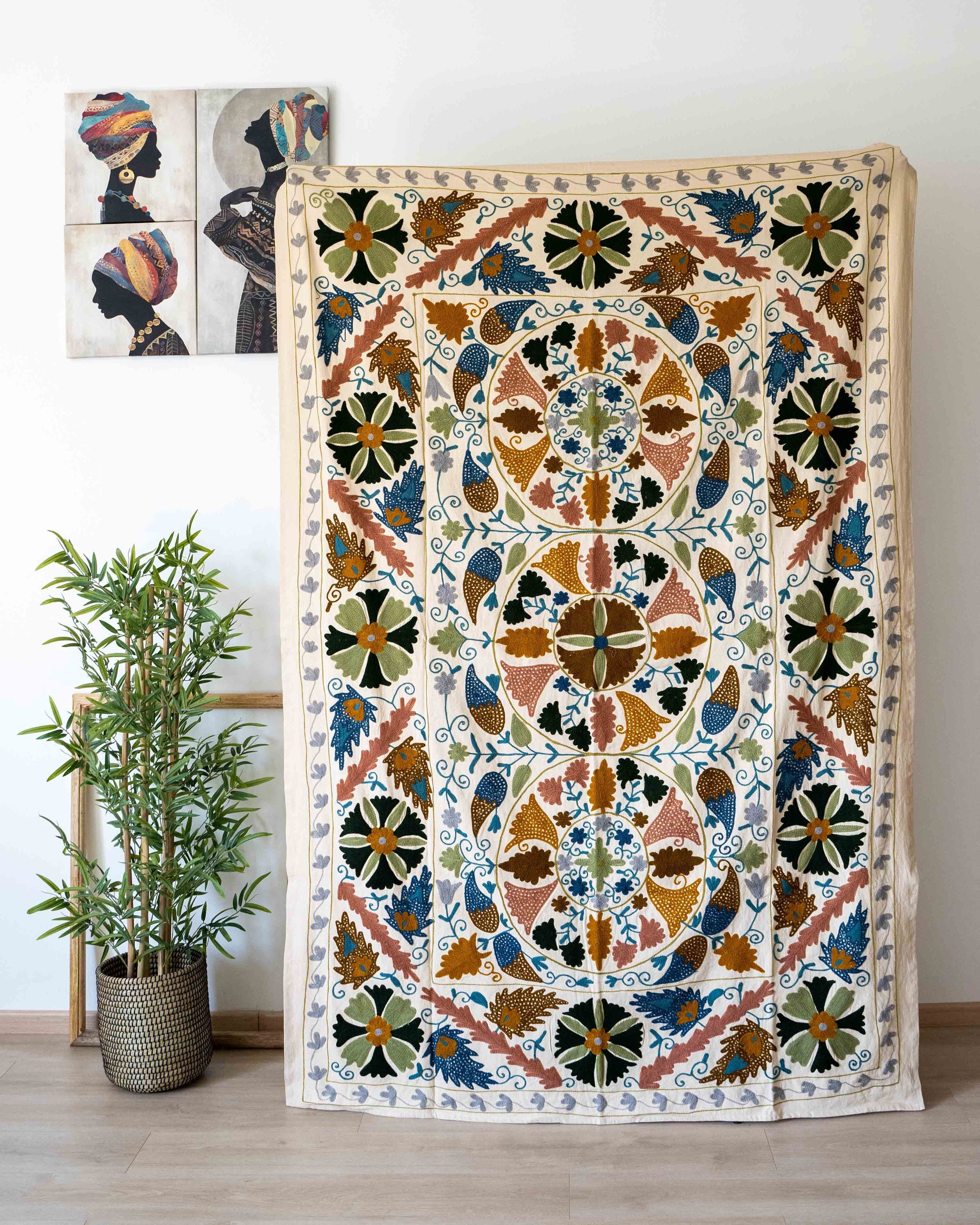 Handmade Suzani Throw, Full Embroidery Suzani Bedspread, Bed Cover ...