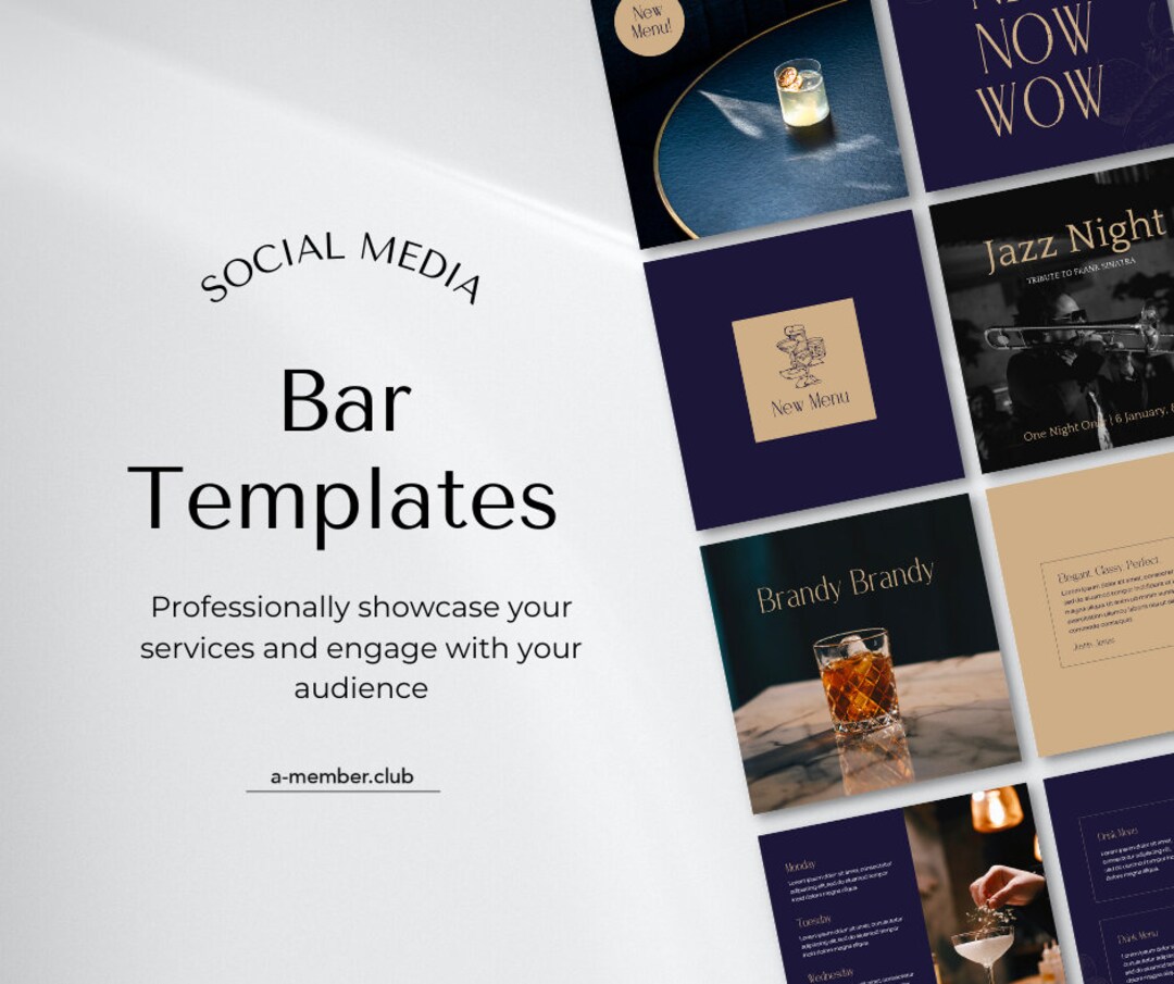 Bar Social Media Canva Templates | Bar Instagram Posts | Jazz Bar ...