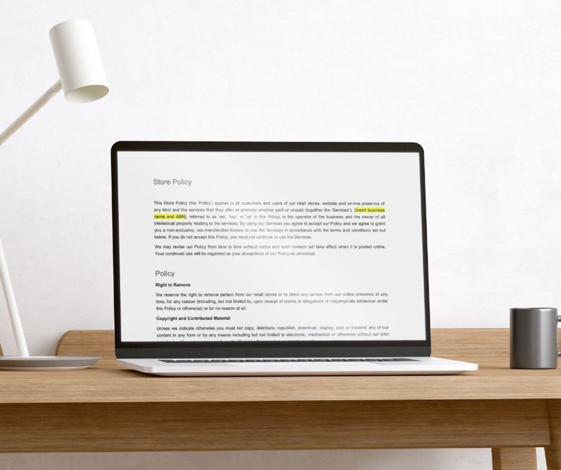 Store Policy Legal Template | Legal Document | Legal Agreement | Store ...