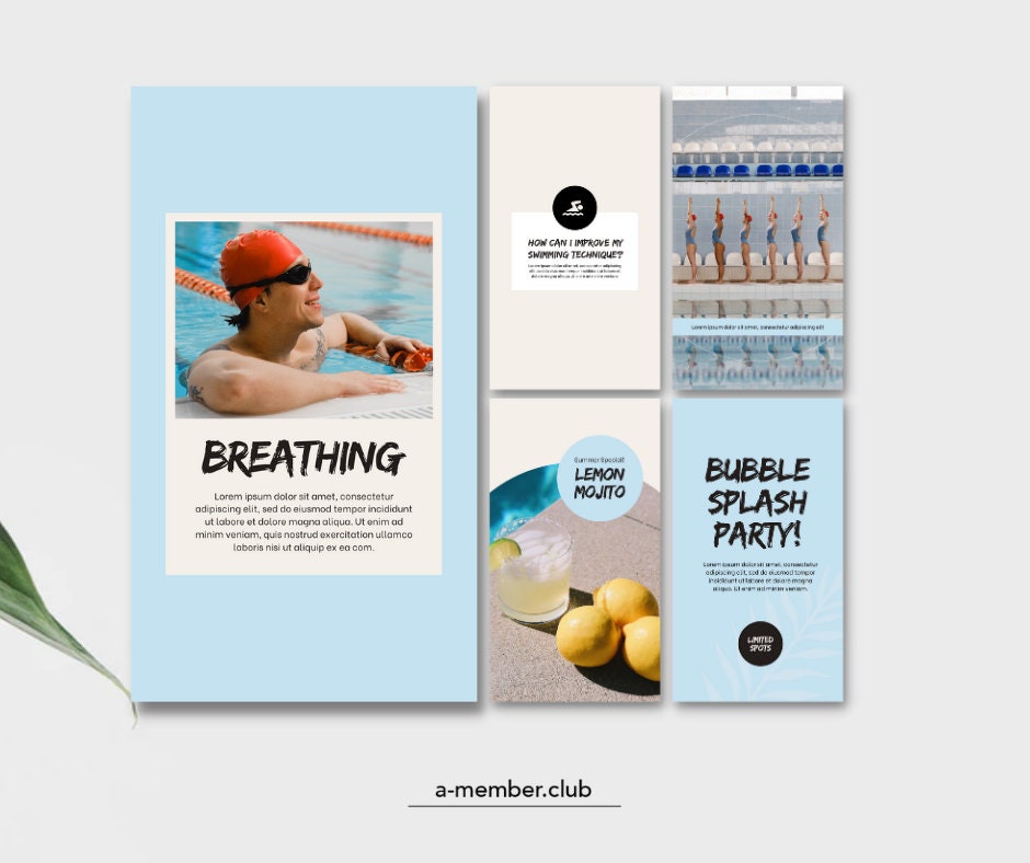 Swimming Story Template | Swimming Instagram | Summer Pool Social Media ...